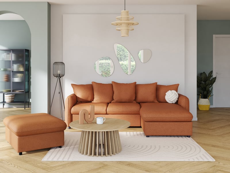 Pouf LOMOCO COTTAGE coloris orange - Conforama