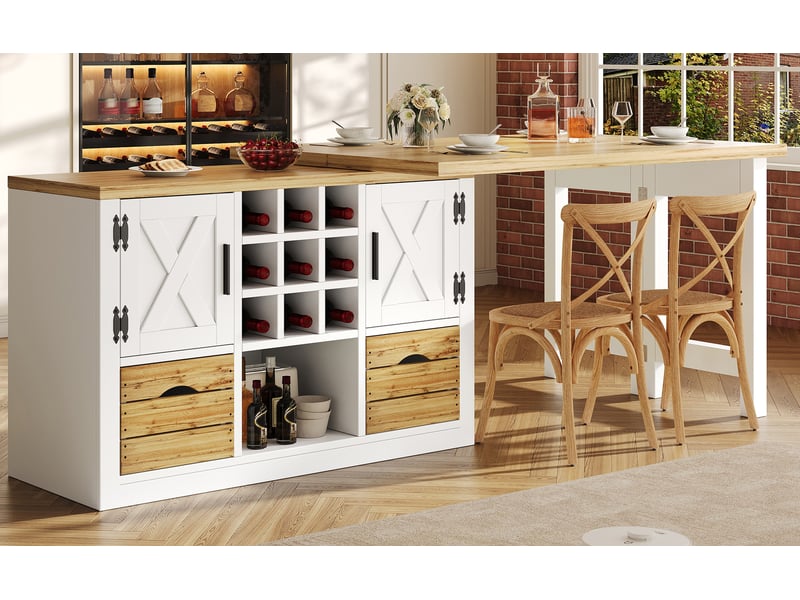 Table de cuisine extensible avec buffet, plateau pivotant à 360 ...